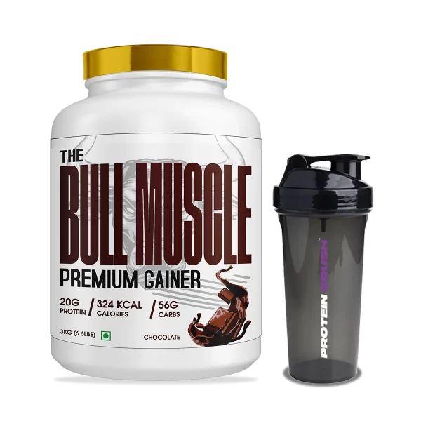The Bull Muscle Premium Gainer 3Kg + Shaker - Protein Crush